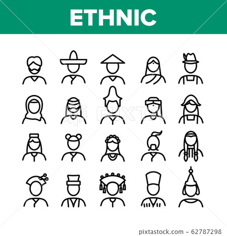 Ethnic World People Collection Icons Set Vector - Stock Illustration ...