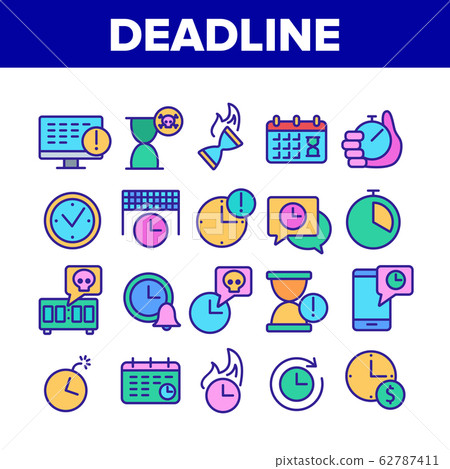 Deadline Time Over Collection Icons Set Vector - Stock Illustration ...