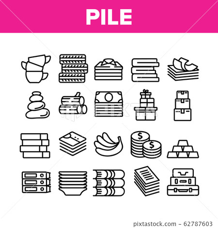 Pile Objects Things Collection Icons Set Vector - Stock Illustration ...