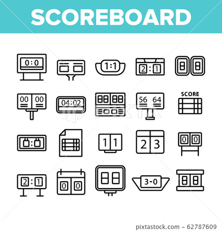 Scoreboard Game Tool Collection Icons Set Vector - Stock Illustration ...