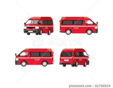 Fire truck, fire engine, illustration, set - Stock Illustration ...