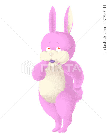 Pink rabbit wondering - Stock Illustration [62799111] - PIXTA