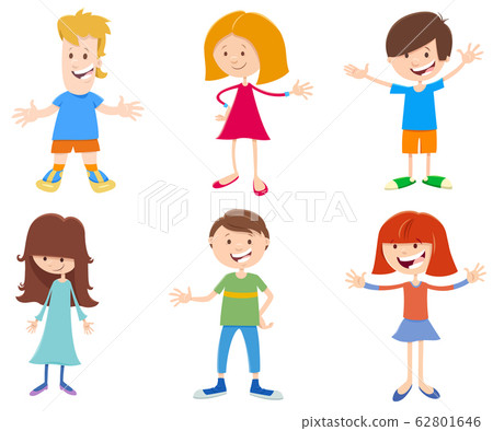 cartoon happy children characters set - Stock Illustration [62801646 ...