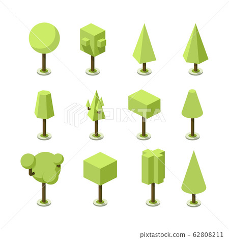Green tree isometric illustration-插圖素材 [62808211] - PIXTA圖庫