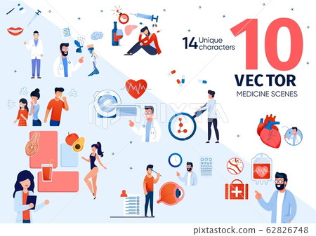 People Health Problems Flat Vector Scenes Set - Stock Illustration ...