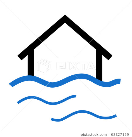 House submerged line drawing - Stock Illustration [62827139] - PIXTA