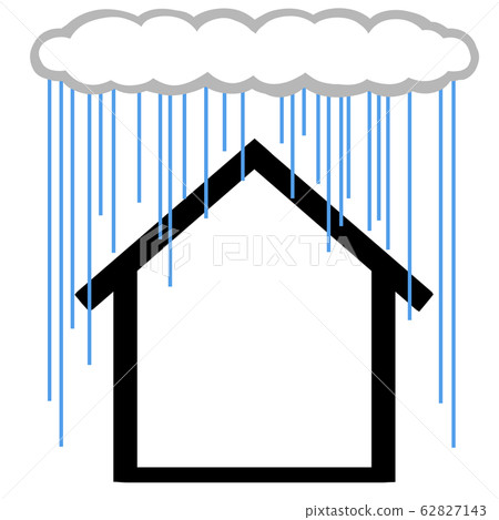 House heavy rain line drawing - Stock Illustration [62827143] - PIXTA