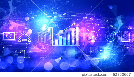 Marketing concept with technology light background - Stock Illustration ...