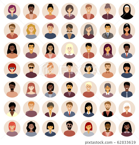 Set of round flat icons with people. Different - Stock Illustration ...