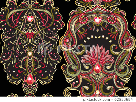 Seamless pattern with patch, embroidery imitation. - Stock Illustration ...