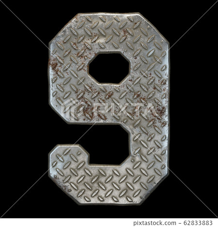 Industrial metal number 9 on black background 3d - Stock Illustration ...