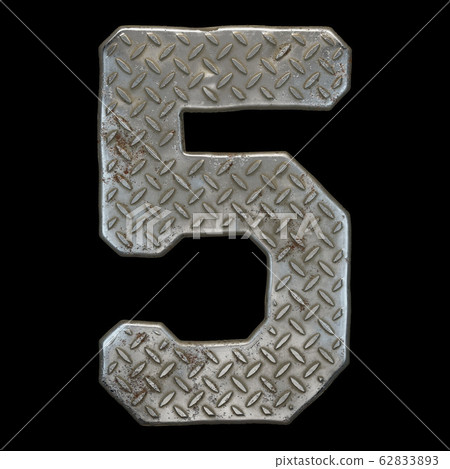 Industrial metal number 5 on black background 3d - Stock Illustration ...