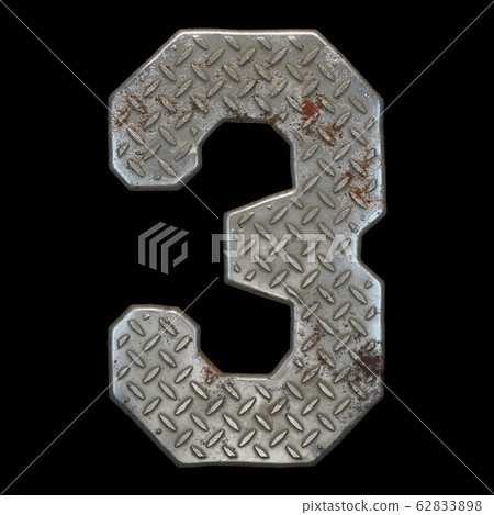 Industrial metal number 3 on black background 3d - Stock Illustration ...