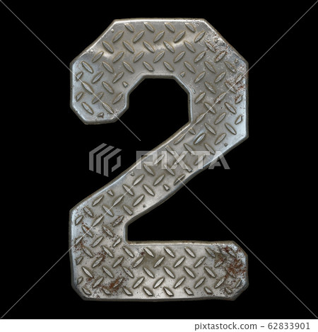 Industrial metal number 2 on black background 3d - Stock Illustration ...