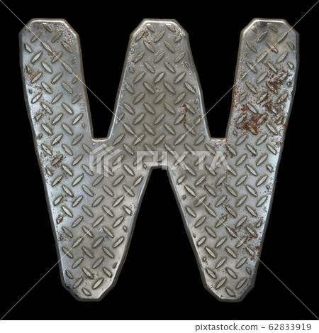 Industrial metal alphabet letter W on black... - Stock Illustration ...