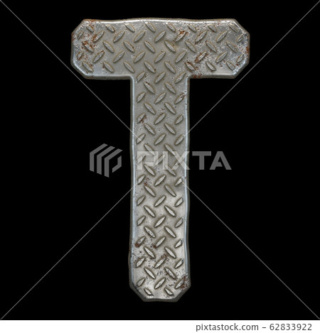 Industrial metal alphabet letter T on black... - Stock Illustration ...