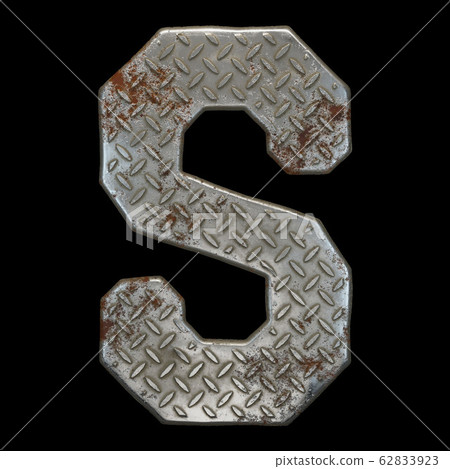 Industrial metal alphabet letter S on black... - Stock Illustration ...