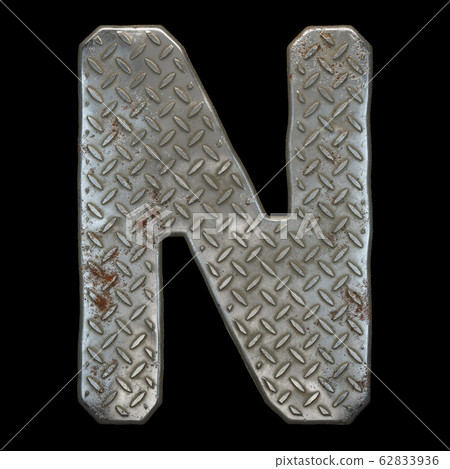 Industrial metal alphabet letter N on black... - Stock Illustration ...