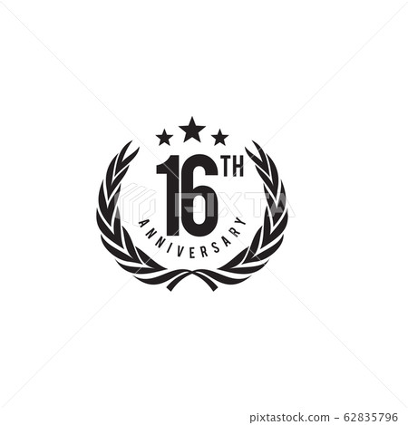 16th year celebrating anniversary emblem logo - Stock Illustration ...