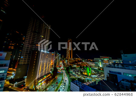 Night view around Hamamatsu Station - Stock Illustration [62844968] - PIXTA
