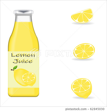 Realistic glass bottle packaging for fresh lemon-插圖素材 [62845030] - PIXTA圖庫
