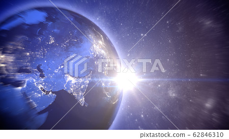 Map of the blue Earth with the dazzling Sun - Stock Illustration ...