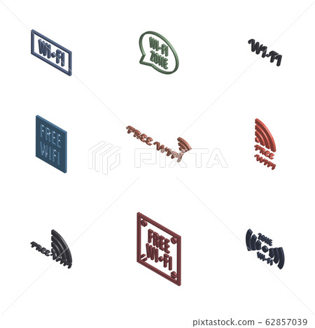 Set of 3D wireless icons, vector illustration.-插圖素材 [62857039] - PIXTA圖庫