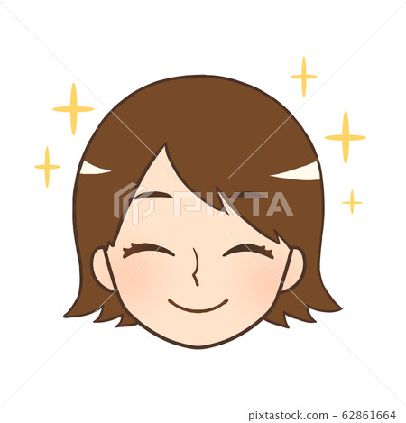 Female facial expression icon (smile glitter) - Stock Illustration ...