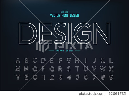 White line font and alphabet vector, Design...-插圖素材 [62861785] - PIXTA圖庫