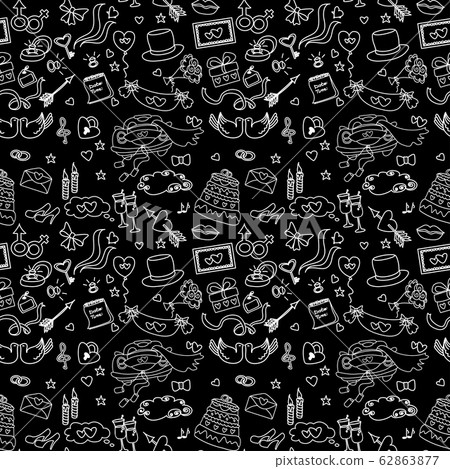Wedding elements seamless pattern. - Stock Illustration [62863877] - PIXTA
