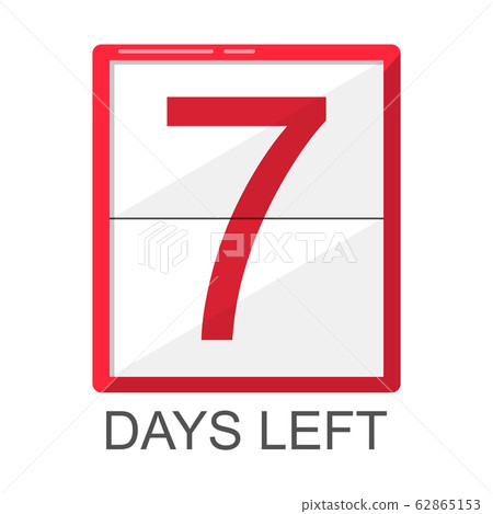Seven days left red board. Vector isolated element - Stock Illustration ...