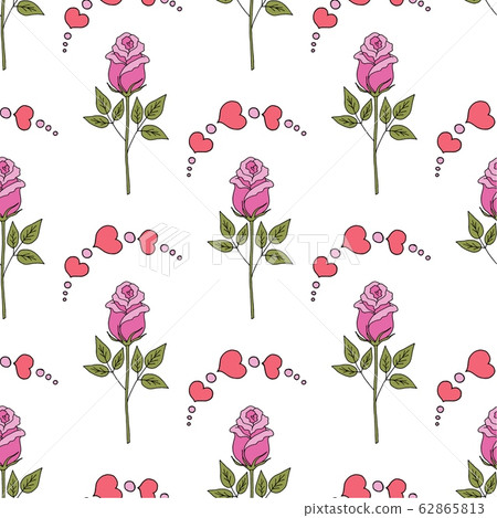 Valentine's day seamless pattern roses and... - Stock Illustration ...