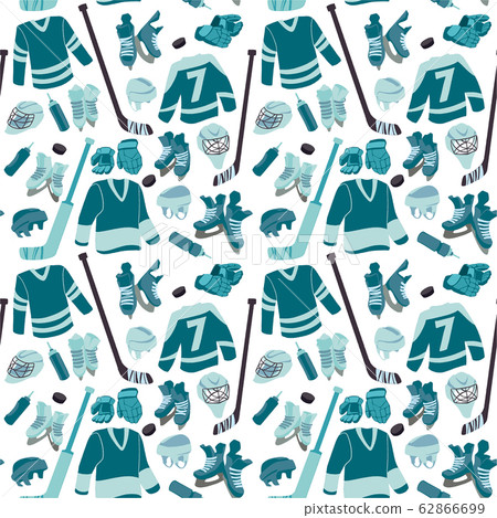 Ice Hockey seamless hand drawn pattern. Puck,... - Stock Illustration ...