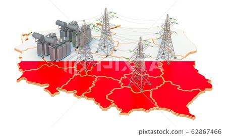 Electrical substations in Poland, 3D rendering - Stock Illustration ...