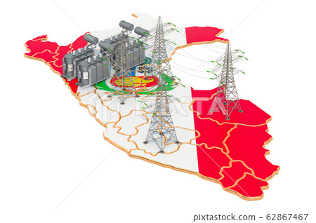 Electrical substations in Peru, 3D rendering - Stock Illustration ...