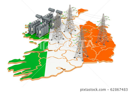 Electrical substations in Ireland, 3D rendering - Stock Illustration ...