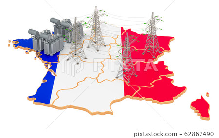Electrical substations in France, 3D rendering - Stock Illustration ...