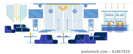 Interior Music Club with Live Music, Cartoon. - Stock Illustration ...