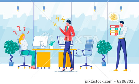Work Error, Boss Reaction Flat Vector Illustration-插圖素材 [62868023 ...