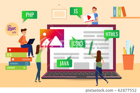 Team writes code programming for website. Vector - Stock Illustration ...