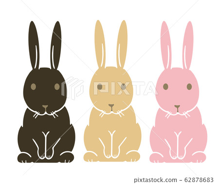 Rabbit illustration 3 colors - Stock Illustration [62878683] - PIXTA