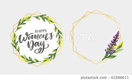 Woman s Day text design with flowers and hearts on - Stock Illustration ...