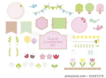 Spring material, frame, line set - Stock Illustration [62887279] - PIXTA