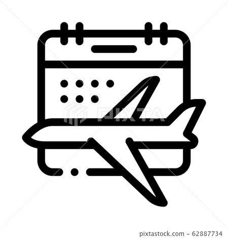 Plane Fly Calendar Date Icon Thin Line Vector - Stock Illustration ...