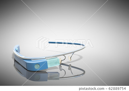 Interactive glasses 3d render on grey glossy stain-插圖素材 [62889754 ...