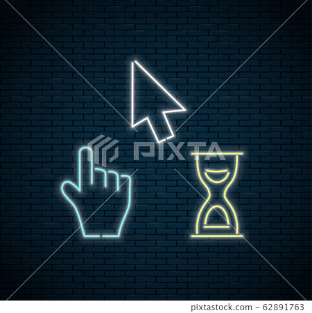 Glowing neon cursors icons - arrow, hourglass,... - Stock Illustration ...