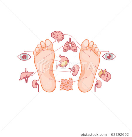 Cartoon soles of feet with marked by... - Stock Illustration [62892692 ...