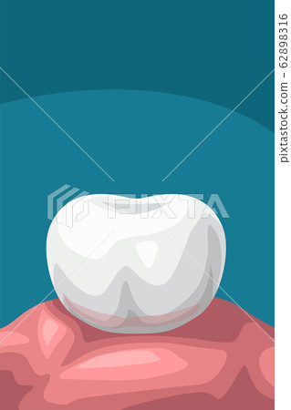 cartoon single tooth on blue - Stock Illustration [62898316] - PIXTA