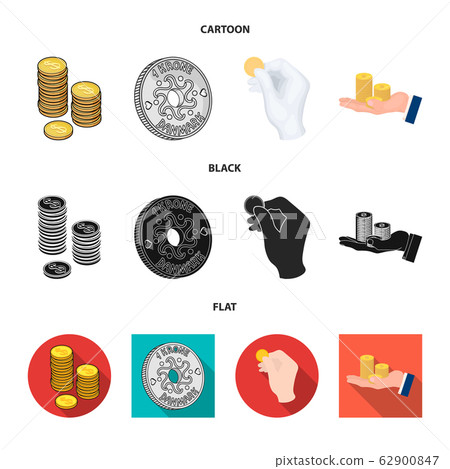 Vector design of coin and treasure symbol. Set... - Stock Illustration ...