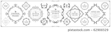 High-class vintage frame design set Ruled line... - Stock Illustration ...